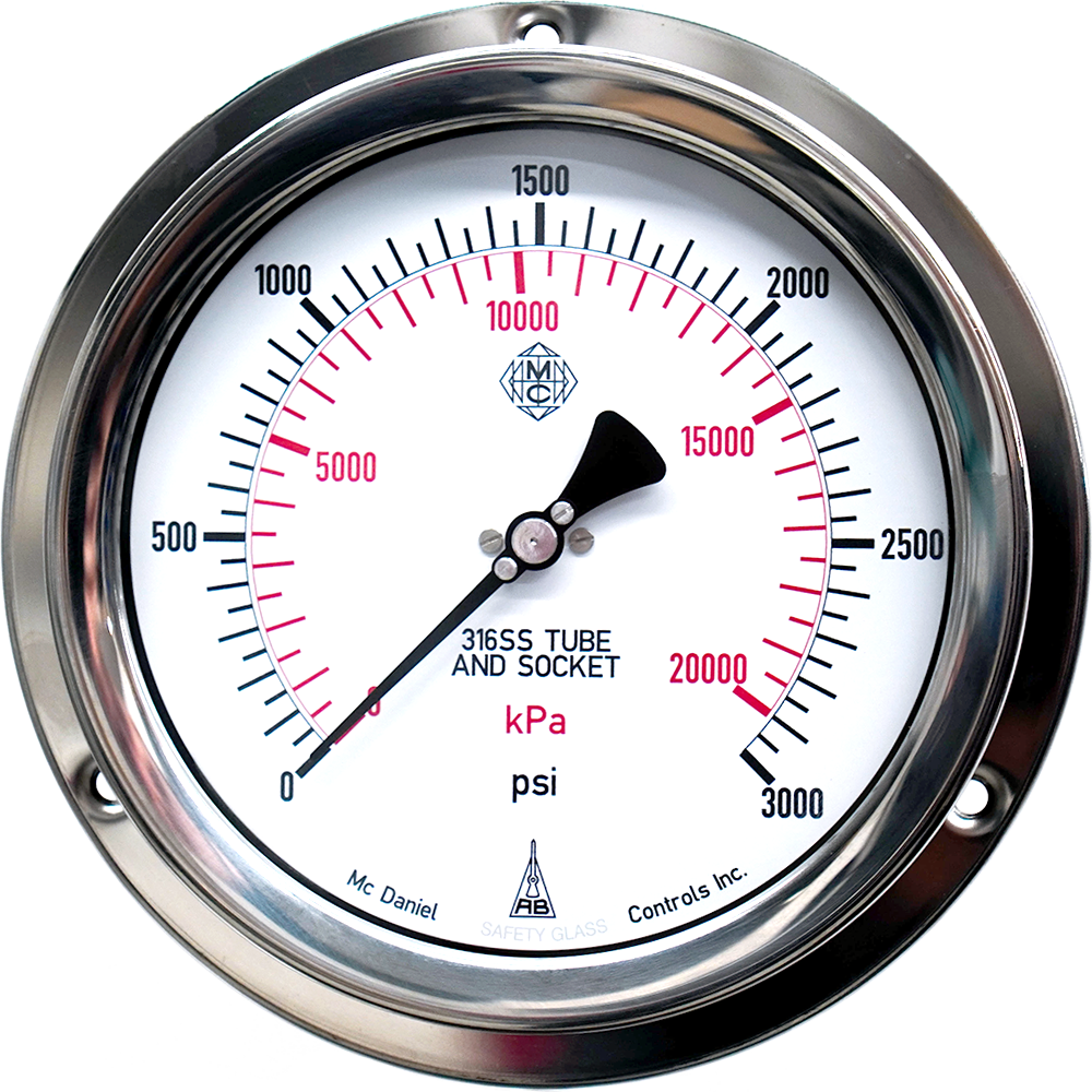 McDaniel 6" 1/4" NPT Lower Back Panel Mount All Stainless Steel Gauges — My Store