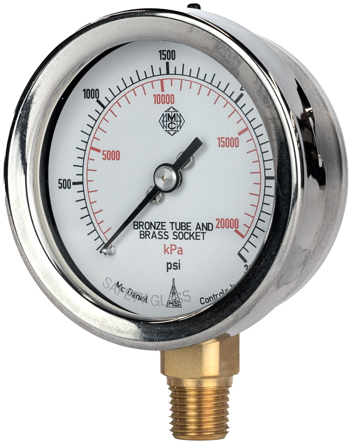 McDaniel 2.5" 1/4" NPT Bottom Brass Gauges — Jaron Wolff Process Controls